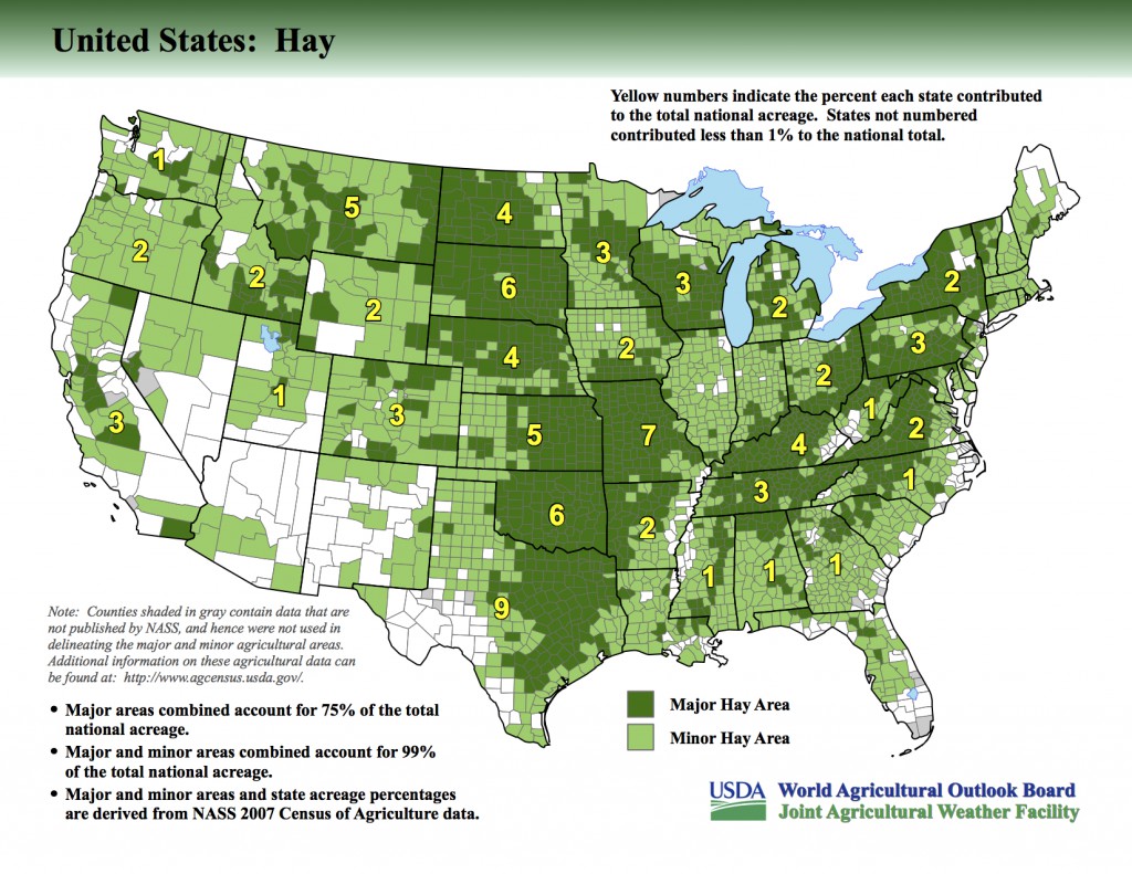 USDA Releases New Maps Identifying Major Crop Producing Areas: Hay